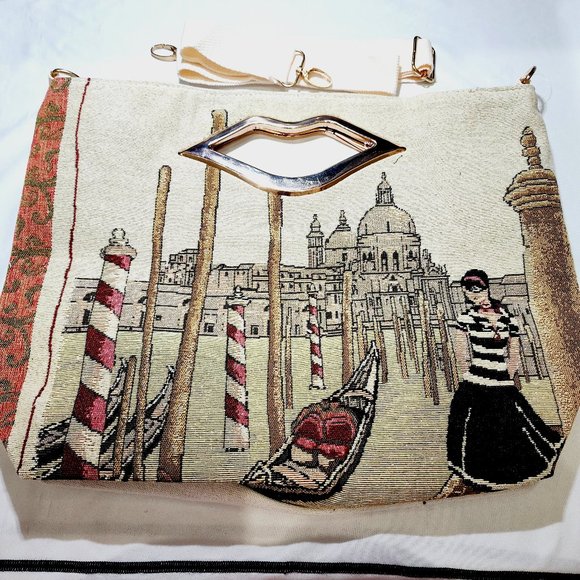 Bags | Beige Venice Theme Jacquard Pattern Crossbody Bag For Women With ...